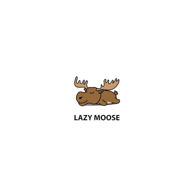 Lazy Moose Logo with Cartoon Antlered Animal Illustration | Jiffy Designs