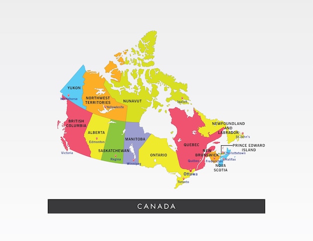 Vibrant Geographical Map of Diverse Canadian Provinces and Territories ...