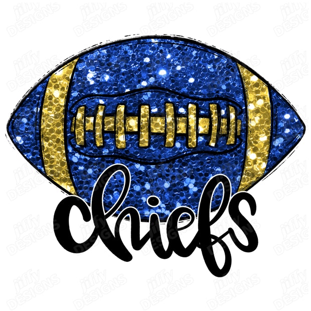 'Chiefs' Glittering Football Design with Sparkling Blue and Gold ...
