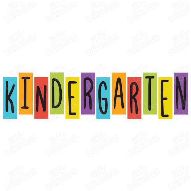 'Kindergarten' Vibrant Rainbow Block Letter Design with Playful ...