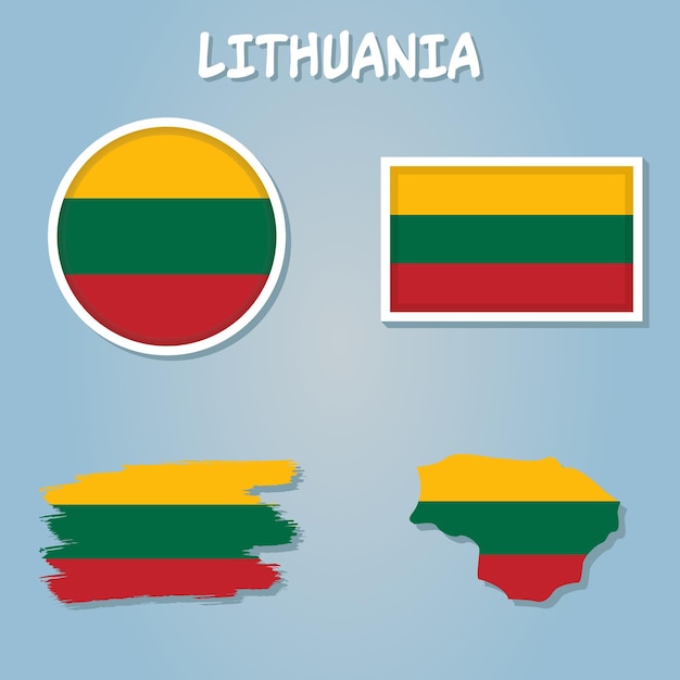Vibrant Lithuanian Flag Symbols in Minimalist Style | Jiffy Designs