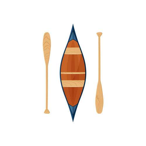 Canoe Icon With Decorative Ottertail Paddles Isolated On A White ...