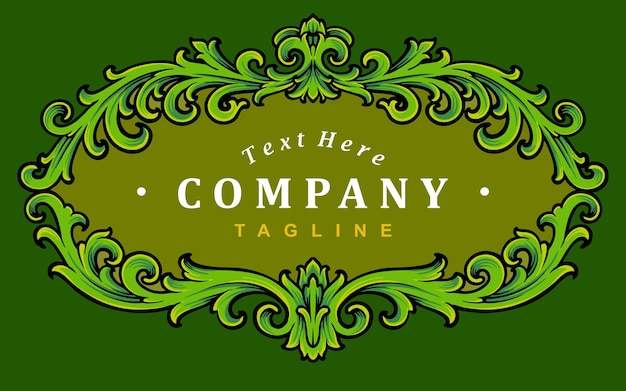 Ornate Green Floral Frame with Company Tagline | Jiffy Designs