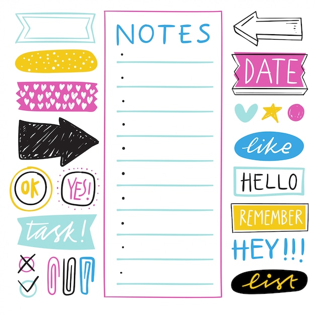 Colorful Doodle Planner Icons for Organized Notes and Tasks | Jiffy Designs
