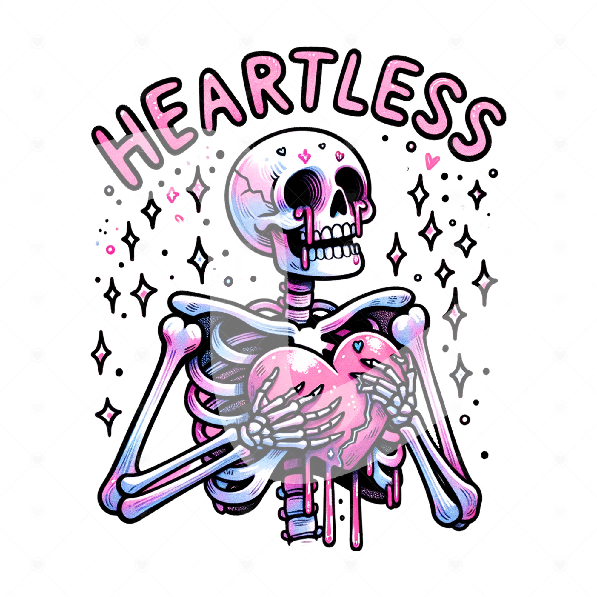 'Heartless' Skeleton Embracing a Melting Heart Amidst Sparkling Stars ...