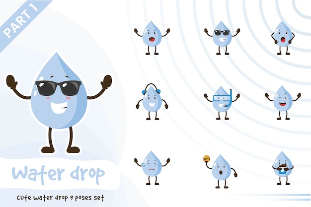 Charming Water Drop Character Collection with Diverse Poses | Jiffy Designs
