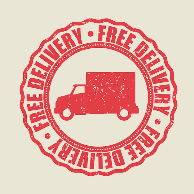Vintage Red Delivery Truck Stamp with Retro Typography | Jiffy Designs