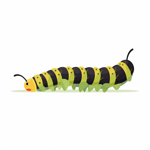 Vibrant Caterpillar Crawling Through Nature's Lush Greenery | Jiffy Designs