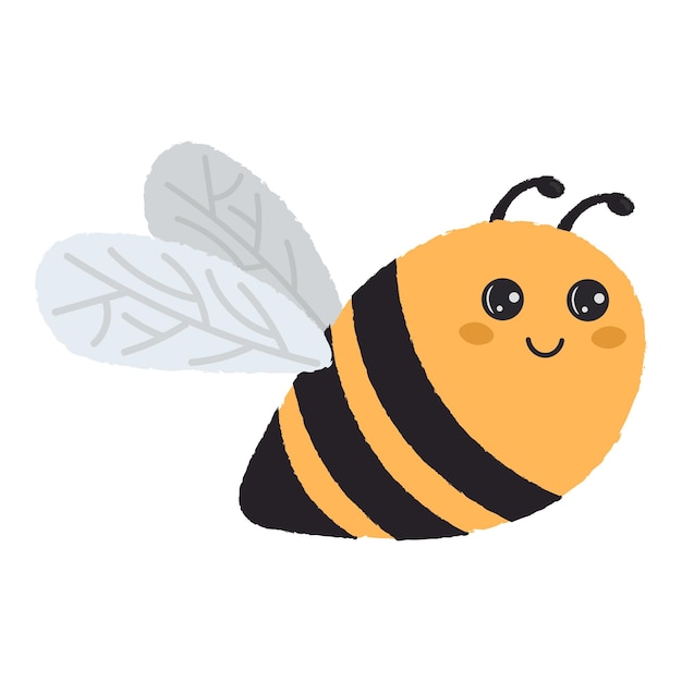 Cute Smiling Bee with Translucent Wings Illustration | Jiffy Designs