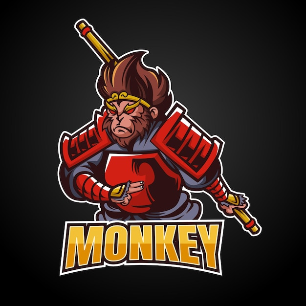 Fierce Warrior Monkey Mascot Logo with Weapon | Jiffy Designs