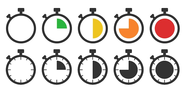 Vibrant Stopwatch Icons: Time Visualization in Minimalist Style | Jiffy ...