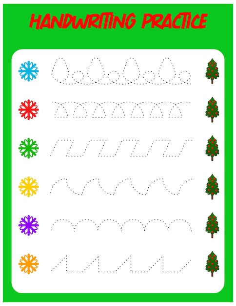 Vibrant Handwriting Practice with Festive Shapes and Trees | Jiffy Designs