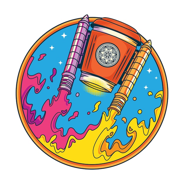 Vibrant Cosmic Rocket Blasting into Colorful Galactic Abyss | Jiffy Designs