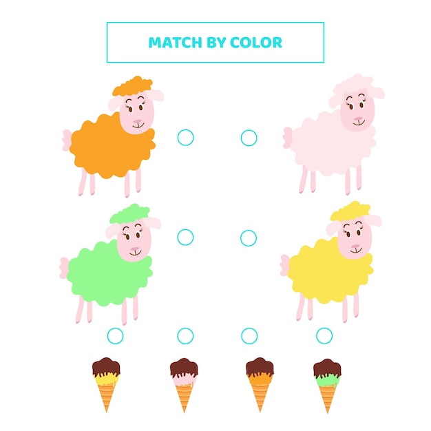 Colorful Sheep and Ice Cream Match-Up Game | Jiffy Designs