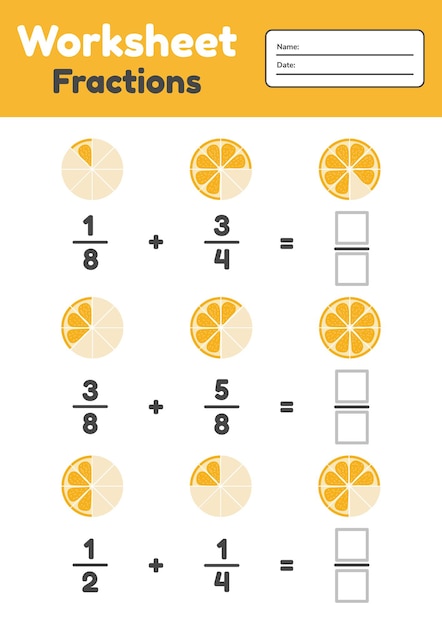 Vibrant Fraction Visuals: Mastering Fractions with Citrus Illustrations ...
