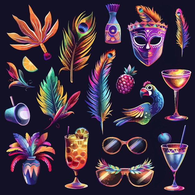 Vibrant Collection of Carnival-Inspired Symbols and Elements | Jiffy ...