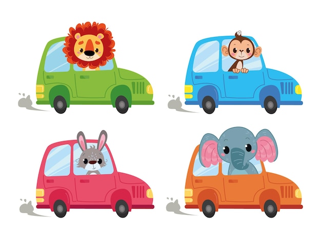 Adorable Animal-Themed Cartoon Cars in Vibrant Colors | Jiffy Designs