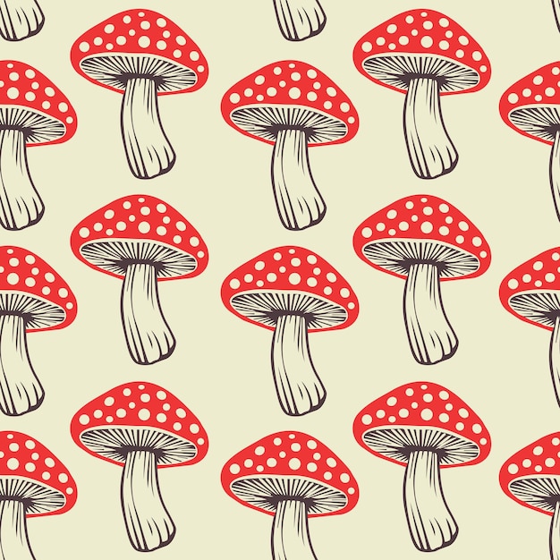 Whimsical Red Mushroom Pattern | Jiffy Designs
