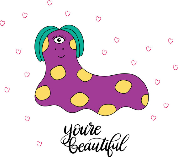 Beautiful Bright Print. Monster With Funny Inscription. Vector ...
