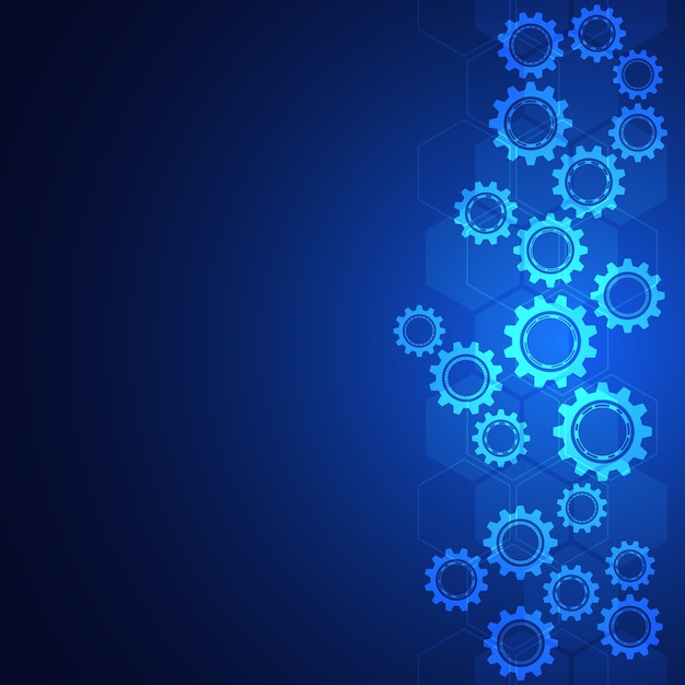 Glowing Cog Wheel Arrangement on Vibrant Blue Background | Jiffy Designs