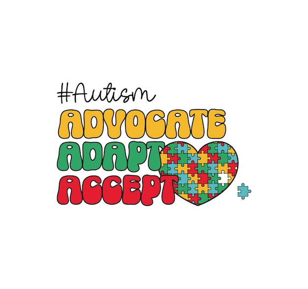 Vibrant Autism Awareness Slogan with Puzzle Heart Symbol | Jiffy Designs