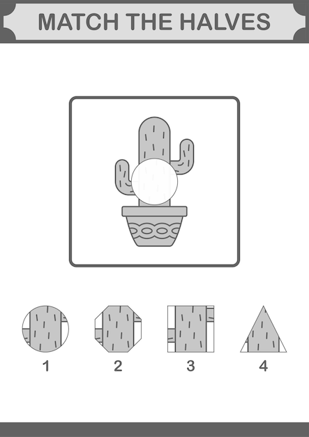 Matching Cactus Halves: A Visual Puzzle Challenge | Jiffy Designs