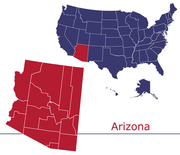 Arizona Counties Vector Map Outline With Usa Map Colors National Flag ...