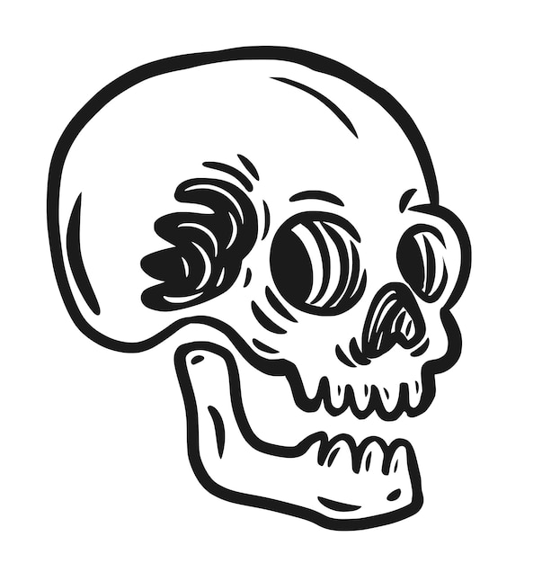 Striking Monochrome Skull Illustration with Expressive Features | Jiffy ...
