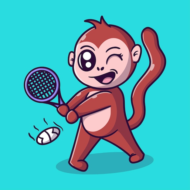 Playful Monkey Tennis Player Cartoon Character | Jiffy Designs