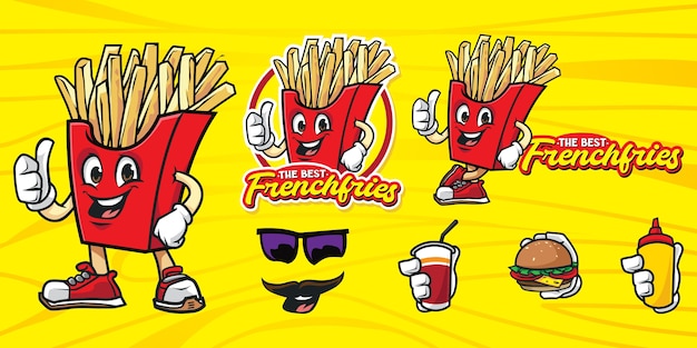 Cheerful French Fry Characters in Vibrant Cartoon Illustration | Jiffy ...