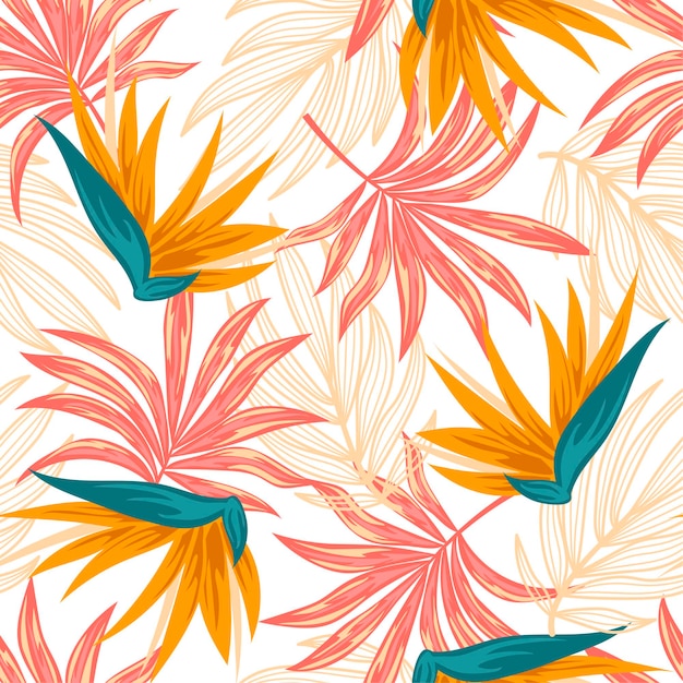 Vibrant Tropical Floral Pattern with Lush Leaves | Jiffy Designs