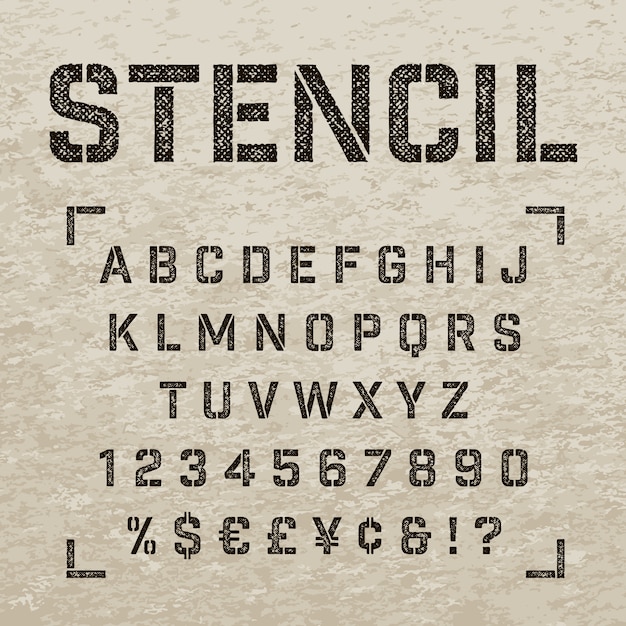 Vintage Stencil Alphabet with Weathered Typographic Design | Jiffy Designs