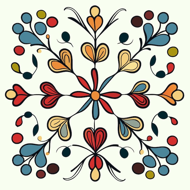Vibrant Floral Motif with Playful Geometric Shapes | Jiffy Designs