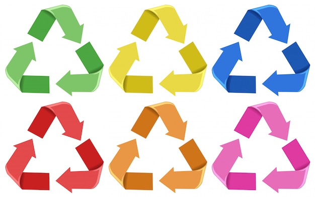 Vibrant Recycling Symbol Collection with Diverse Color Schemes | Jiffy ...