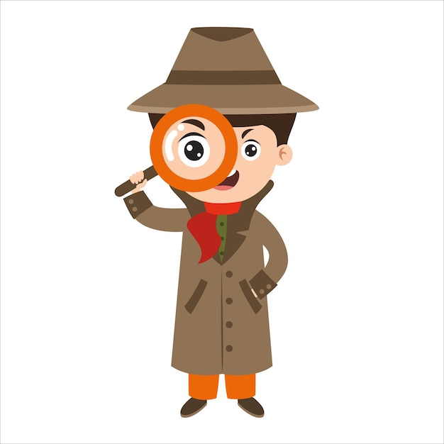 Curious Detective Examines the Scene with Magnifying Glass | Jiffy Designs