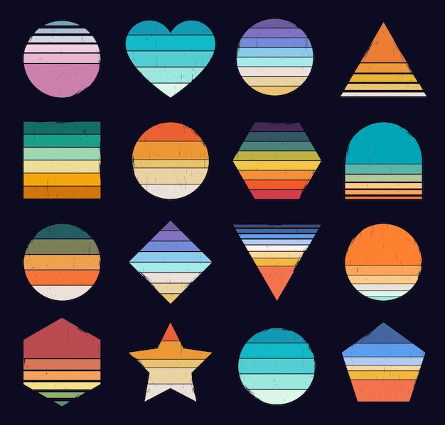 Vibrant Geometric Shapes: A Versatile Retro-Inspired Collection | Jiffy ...