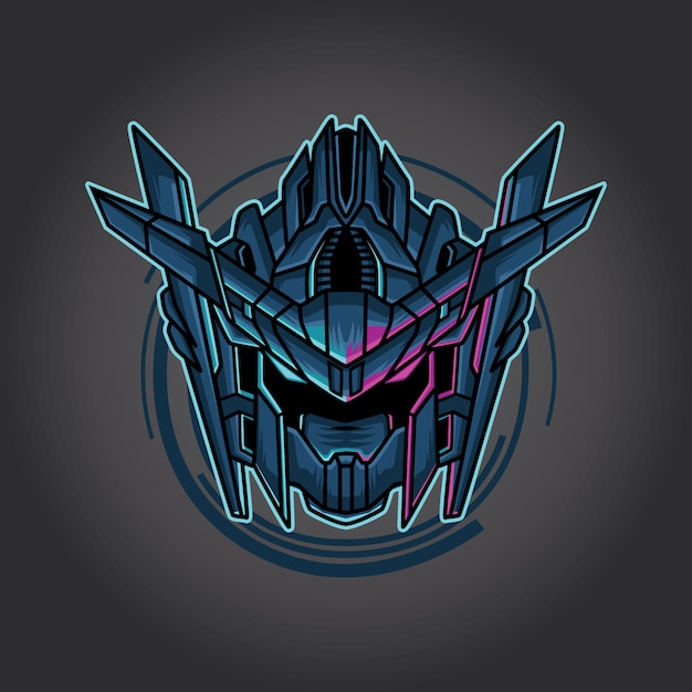 Sleek Futuristic Mech Helmet with Vibrant Neon Accents | Jiffy Designs