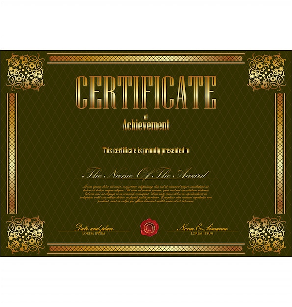Ornate Vintage Certificate Template with Intricate Golden Accents ...