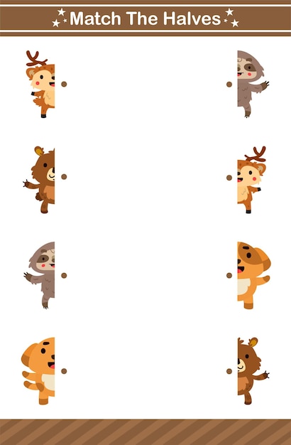 Charming Animal Halves Match Game for Kids | Jiffy Designs