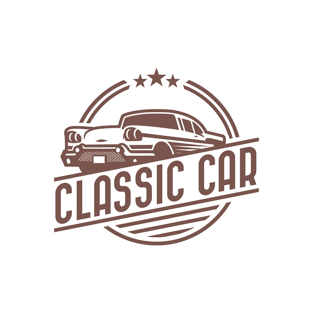 Vintage Automotive Icon: Classic Car Emblem with Retro Muscle Car ...