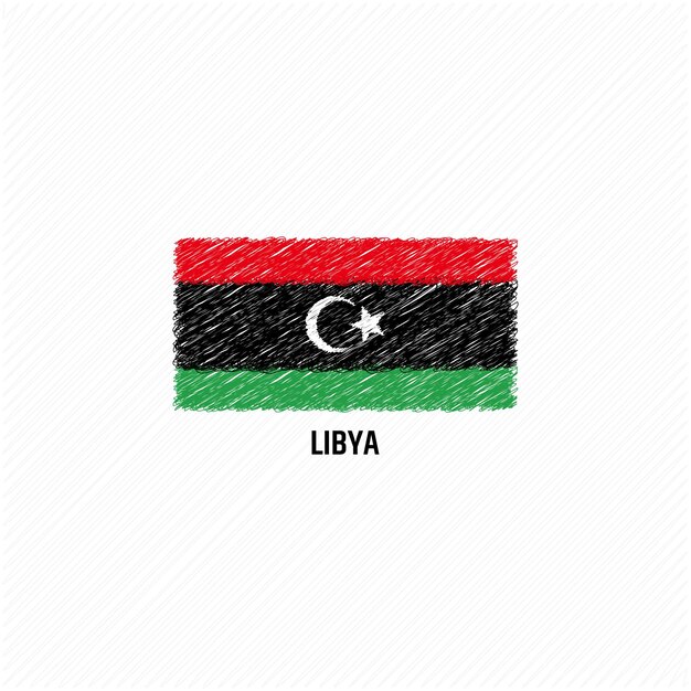 Vibrant Libyan Flag with Sketchy Texture | Jiffy Designs