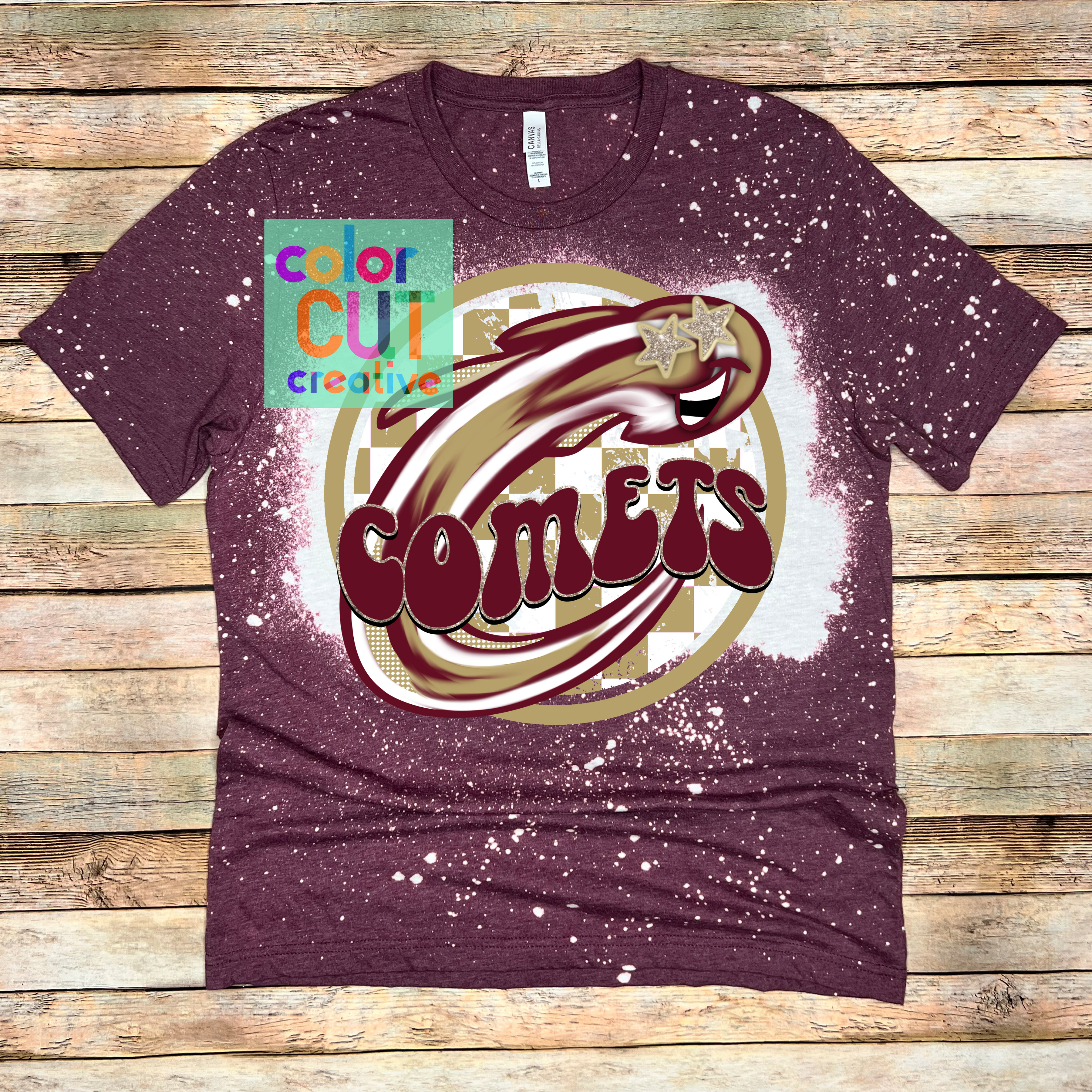 'Comets' Retro-Inspired Circular Emblem with Swooping Star Trail ...