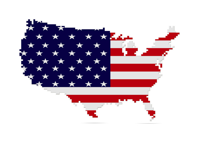 Creative Pixel Usa Map Vector Illustration. American Patriotic Poster ...