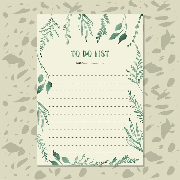 Minimalist Botanical To-Do List Template with Leafy Illustrations ...