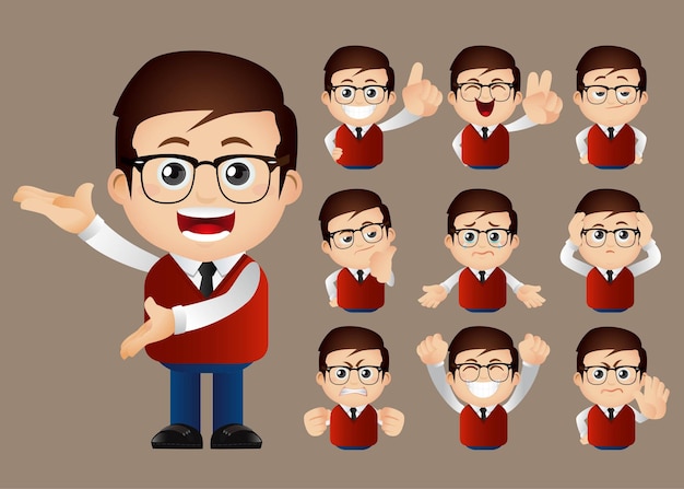 Versatile Cartoon Character with Diverse Expressions | Jiffy Designs