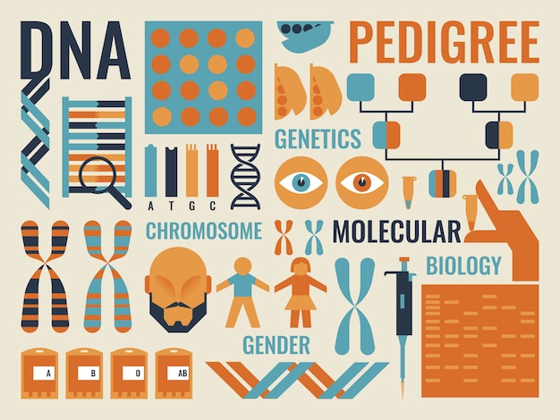 Diverse Collection of Genetic and Molecular Biology Symbols and Icons ...