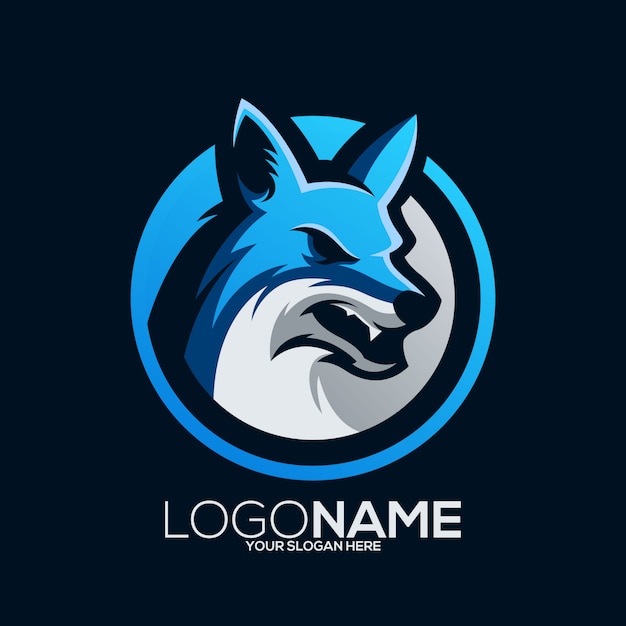Captivating Blue Wolf Head Logo Design | Jiffy Designs