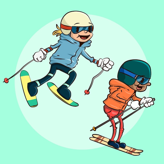 Exhilarating Ski Adventure with Playful Cartoon Characters | Jiffy Designs