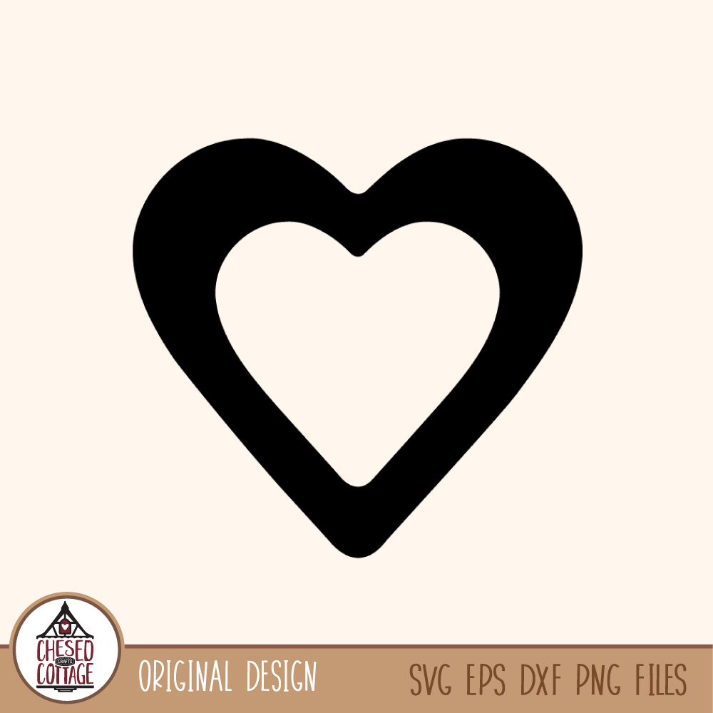 Bold Black Heart Outline with Striking Negative Space | Jiffy Designs