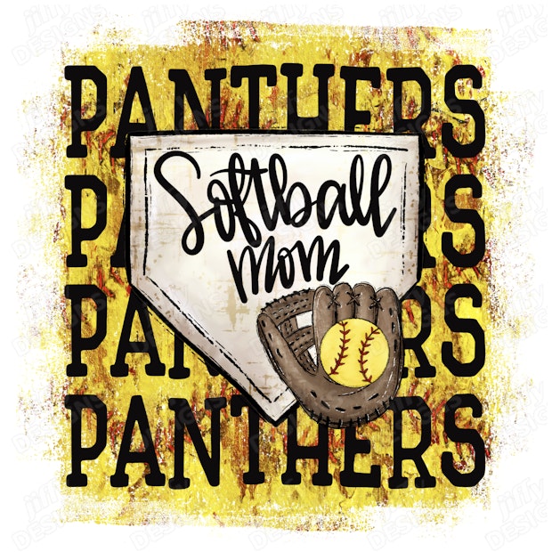 'Panthers Softball Mom' Framed by Bold Typography and Vibrant Yellow ...